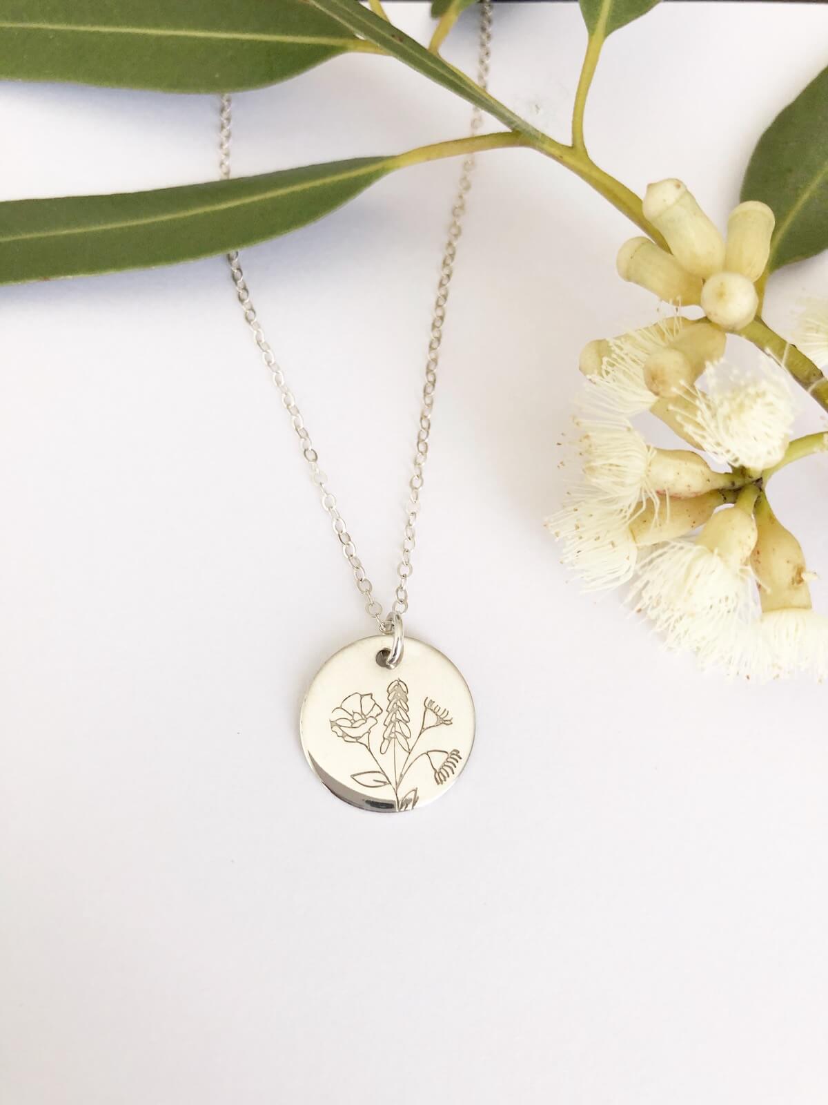 Wildflowers Necklace Australian Wild Blooms Pendant Necklace Runaway Rosy