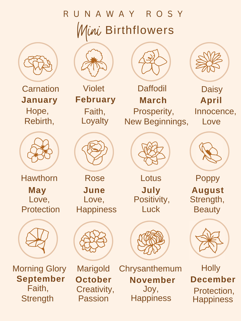 Birth Flower Earrings - Sterling Silver | Gold Filled | Personalised ...