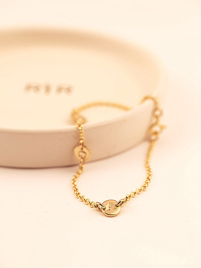 Zara - Triple Tiny Disc Bracelet for Initials – Runaway Rosy